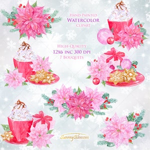 Christmas Bouquets Christmas Star Watercolor Clipart Cookies Christmas ...