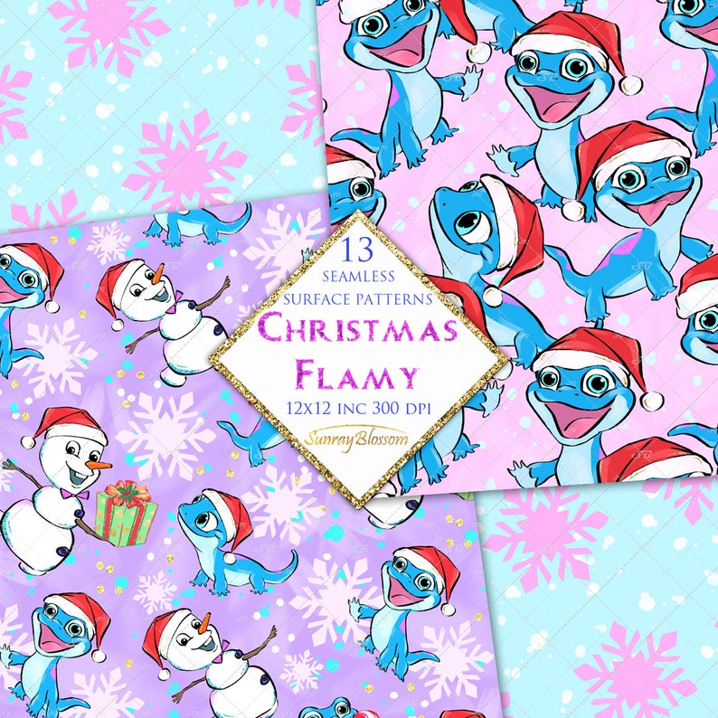 Bruni Inspired Christmas Lizard Digital Paper Pack, Christmas ...