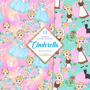 Cinderella Surface Patterns, Cinderella Seamless Digital Paper ...