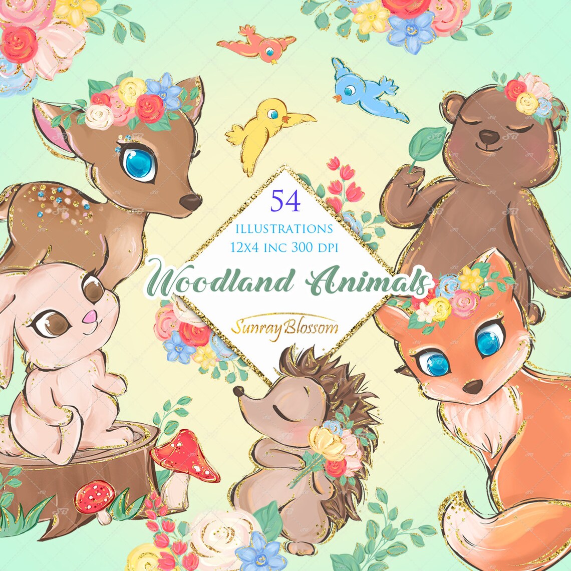 Woodland Animals Clipart Forest Animals Clip Art Woodland | Etsy