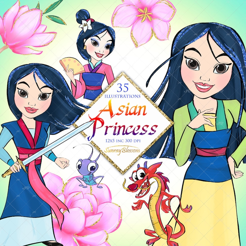 Asian Princess Clipart, Chinese Princess Clip Art - Etsy