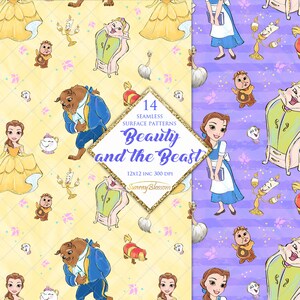 Beauty and the Beast Surface Patterns, Beauty and the Beast Seamless ...