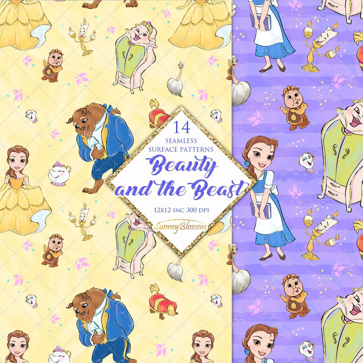 Beauty and the Beast Surface Patterns Beauty and the Beast - Etsy