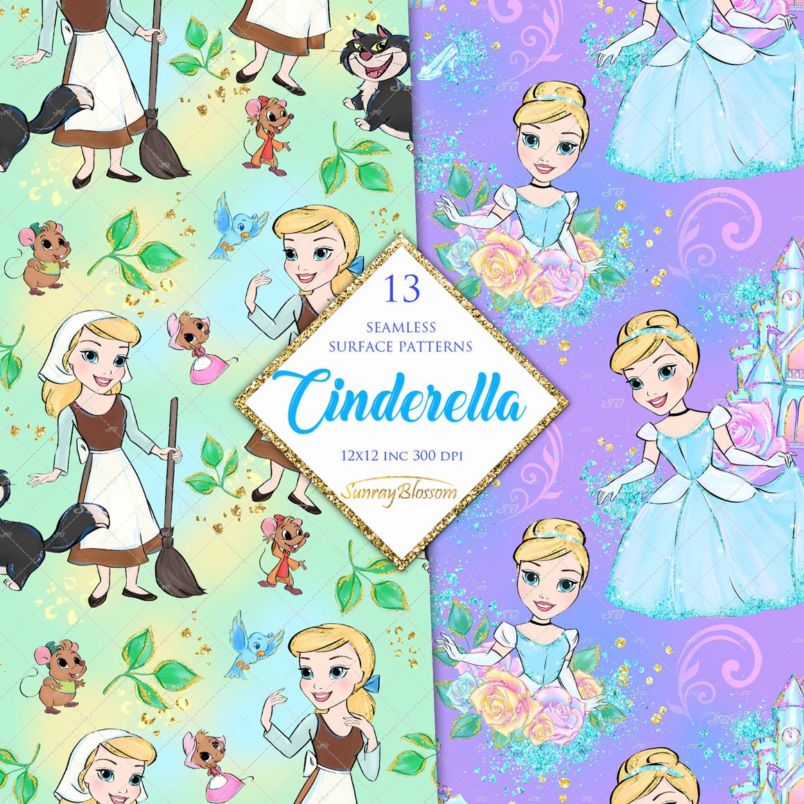 Cinderella Surface Patterns Cinderella Seamless Digital - Etsy Australia