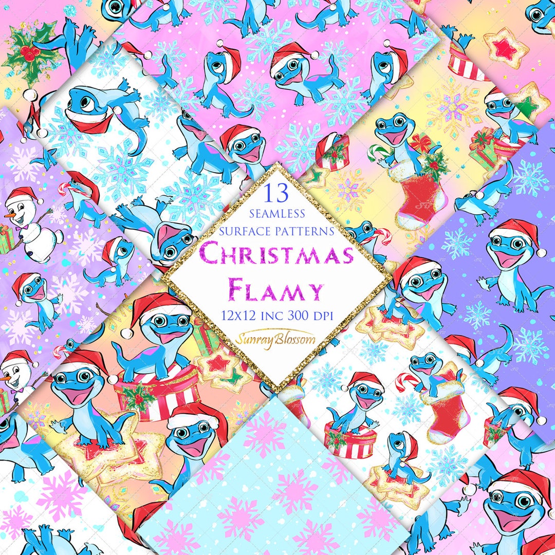 Bruni Inspired Christmas Lizard Digital Paper Pack, Christmas ...