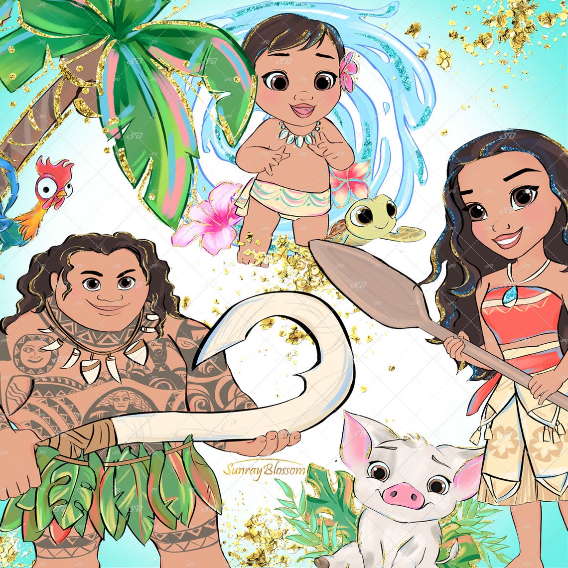Polynesian Princess Clipart Moana Inspired Clipart Princess - Etsy