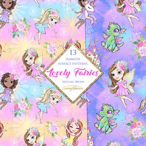 Fairy Digital Papers, Fairies Surface Patterns, Fairyland Digital Paper ...