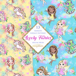 Fairy Digital Papers, Fairies Surface Patterns, Fairyland Digital Paper ...