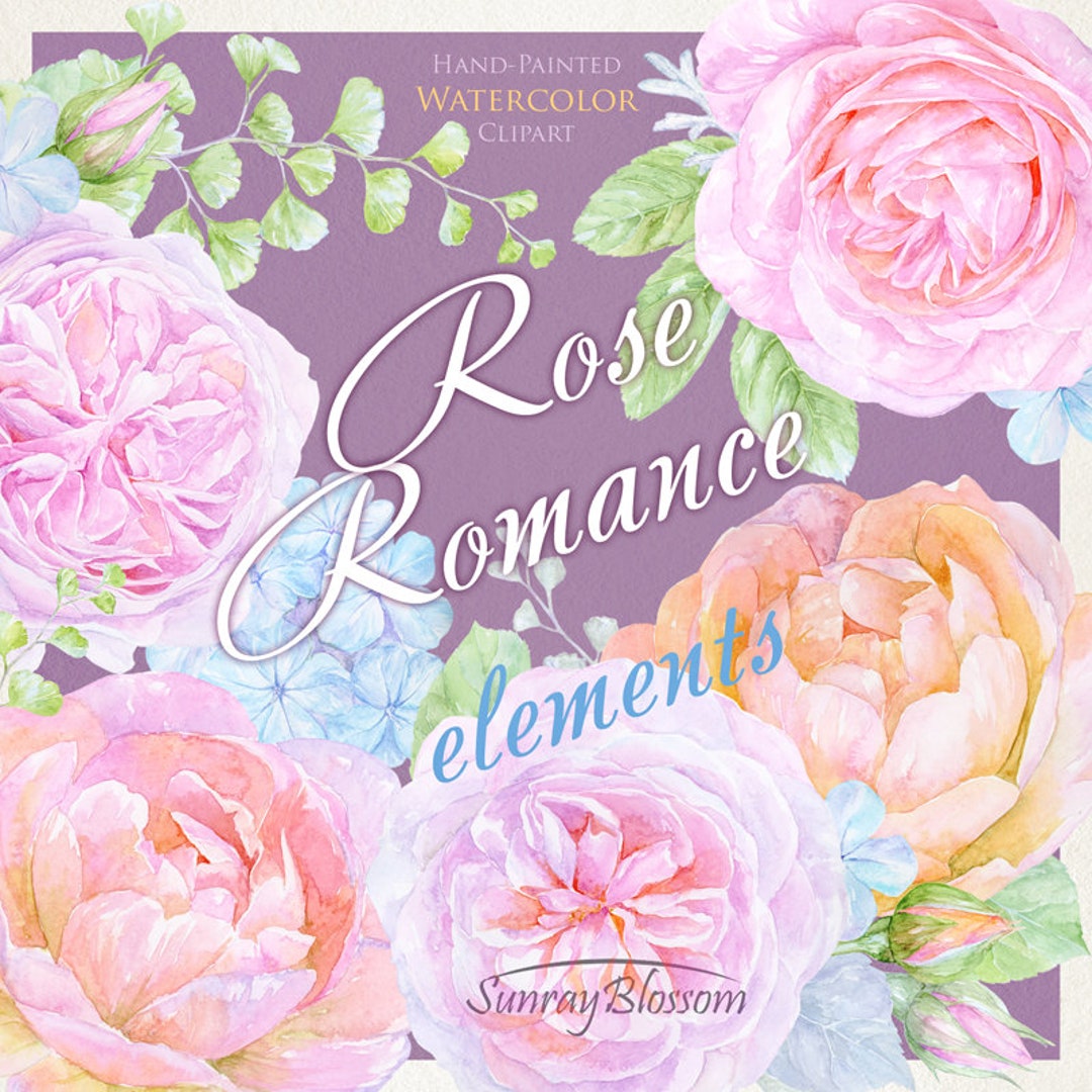 Rose Elements Roses Clipart Watercolor Roses Hand Painted Clip Art ...