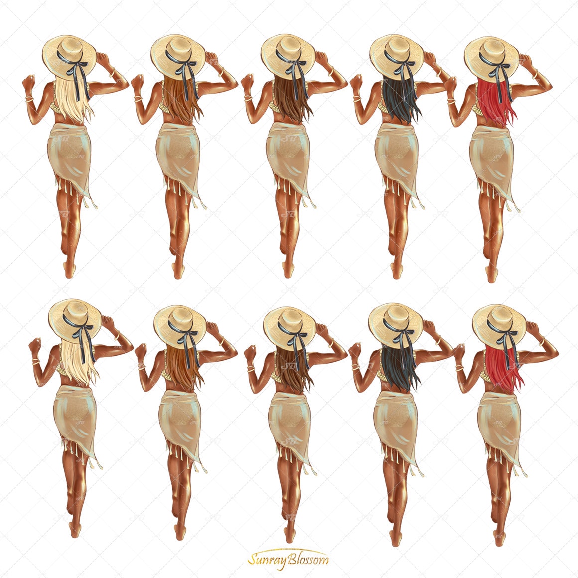 Summer Girl Clipart, Beach Clipart, Tropical Clipart, Vacation Clipart ...