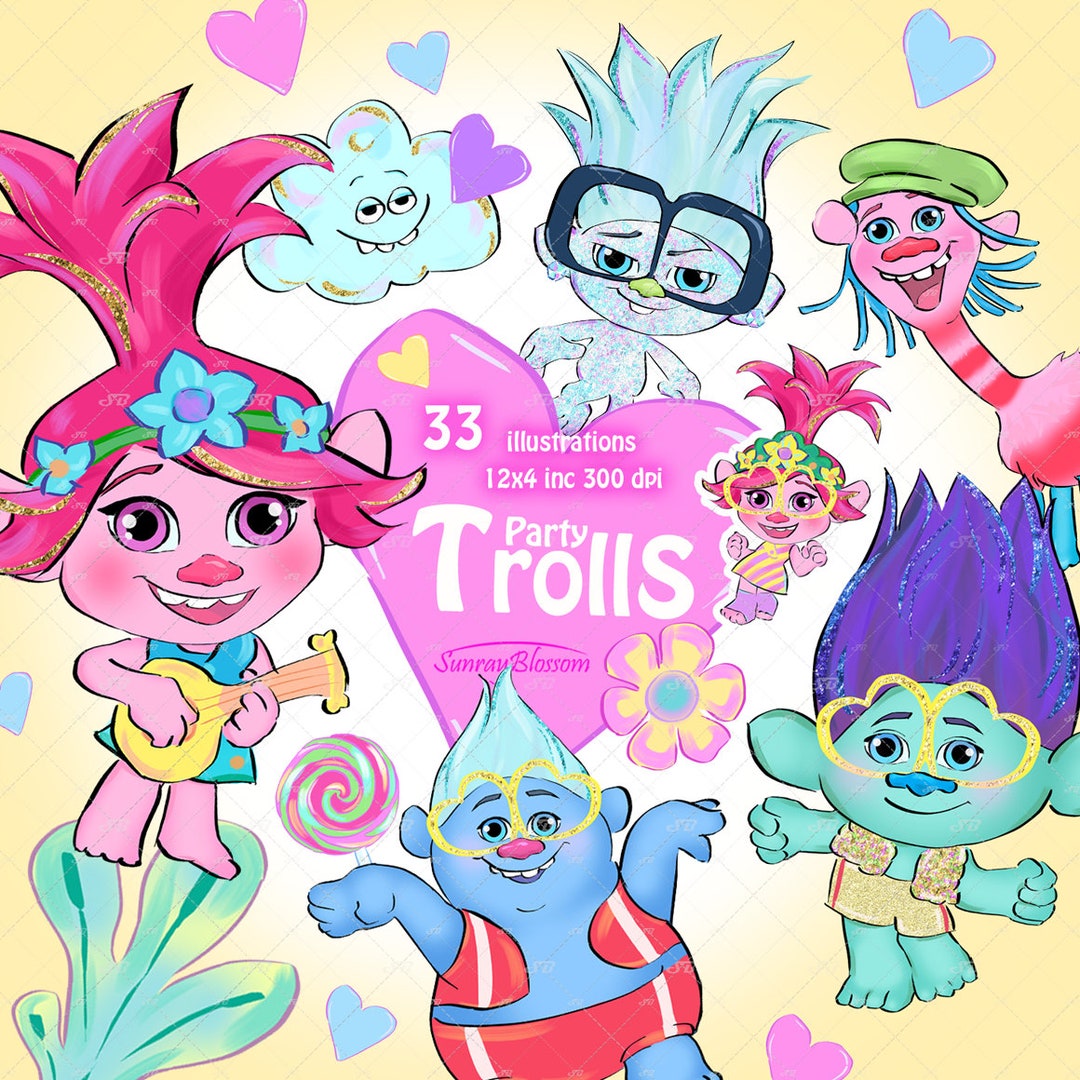 Party Trolls Clipart Trolls PNG Trolls Characters Trolls Inspired Clip ...