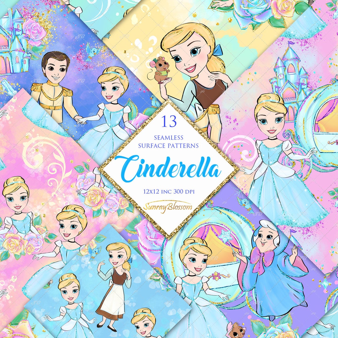 Cinderella Surface Patterns, Cinderella Seamless Digital Paper ...