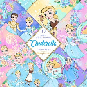 Cinderella Surface Patterns, Cinderella Seamless Digital Paper ...