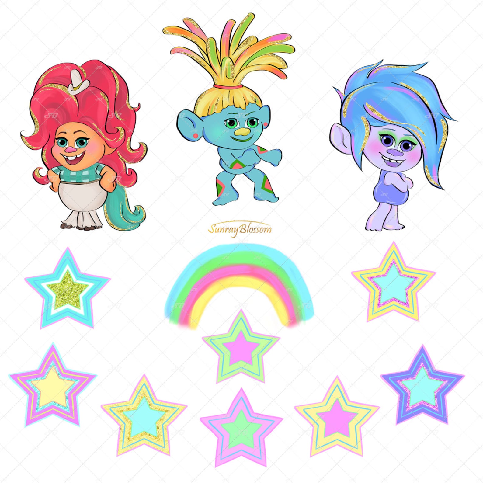 Party Trolls 2 Clipart Trolls PNG Trolls Characters Trolls Inspired ...