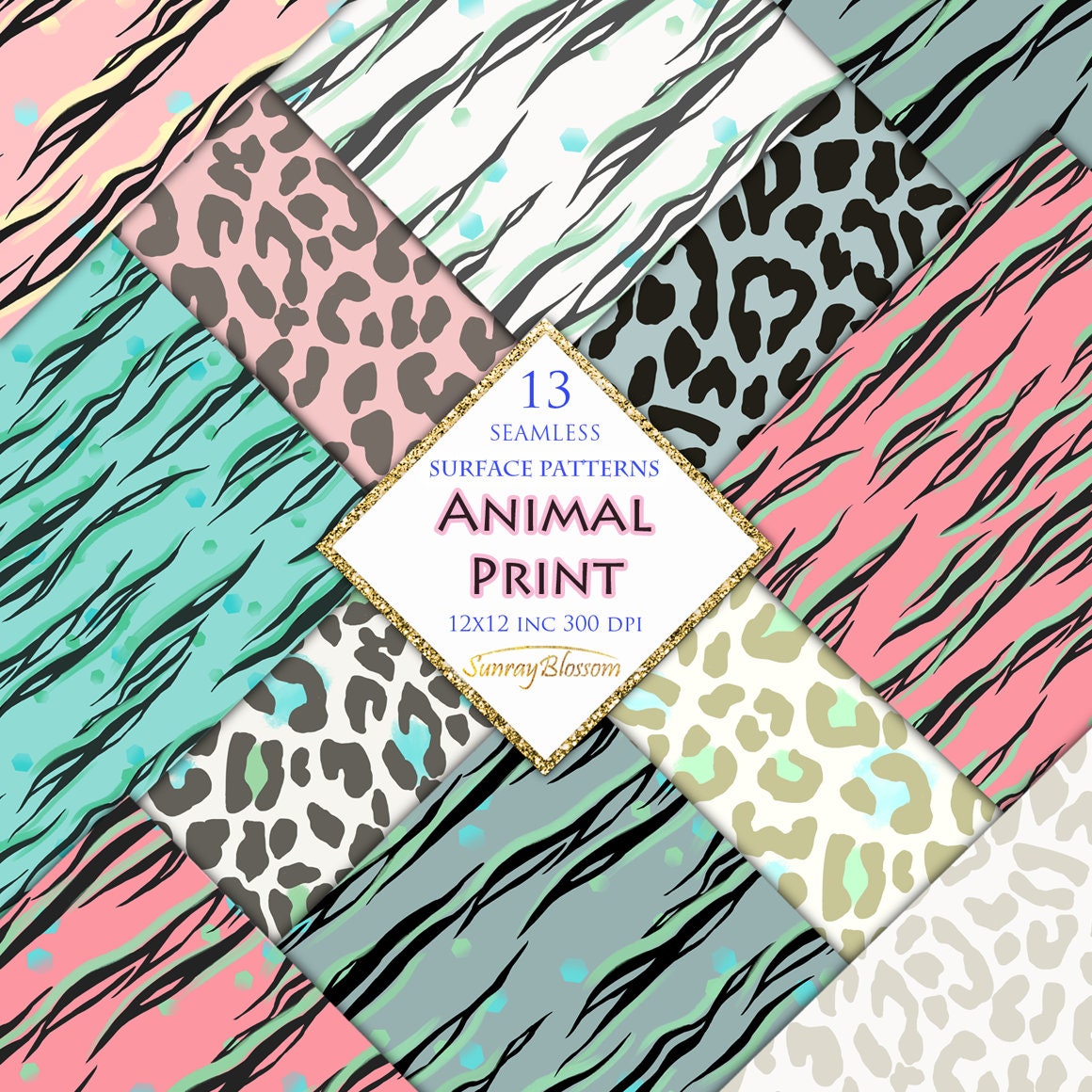 Animal Print Digital Paper Safari Animal Print Surface | Etsy