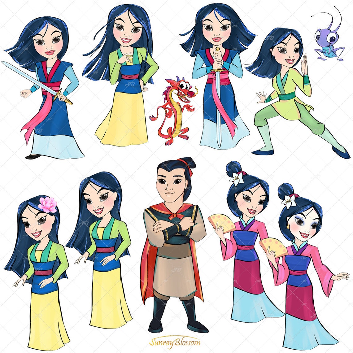 Asian Princess Clipart, Chinese Princess Clip Art - Etsy