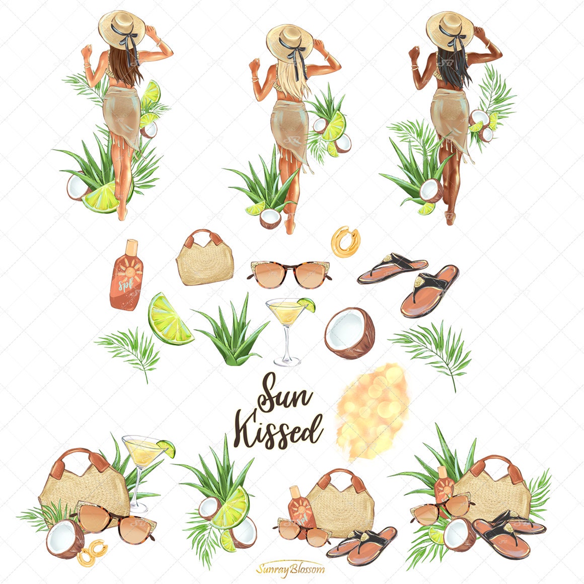 Summer Girl Clipart Beach Clipart Tropical Clipart Vacation | Etsy