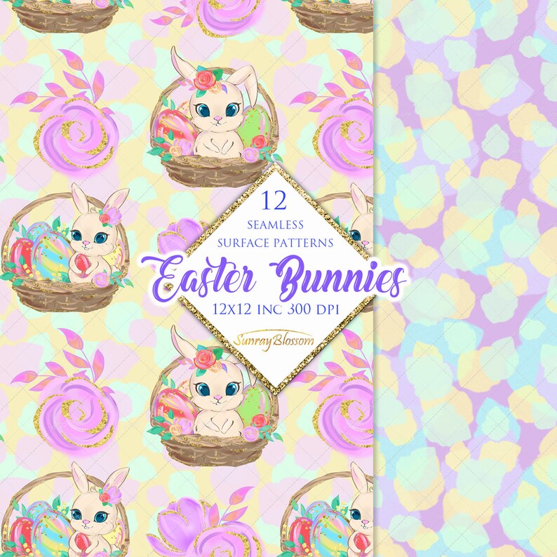 Easter Bunnies Digital Paper Easter Digital Paper Easter | Etsy