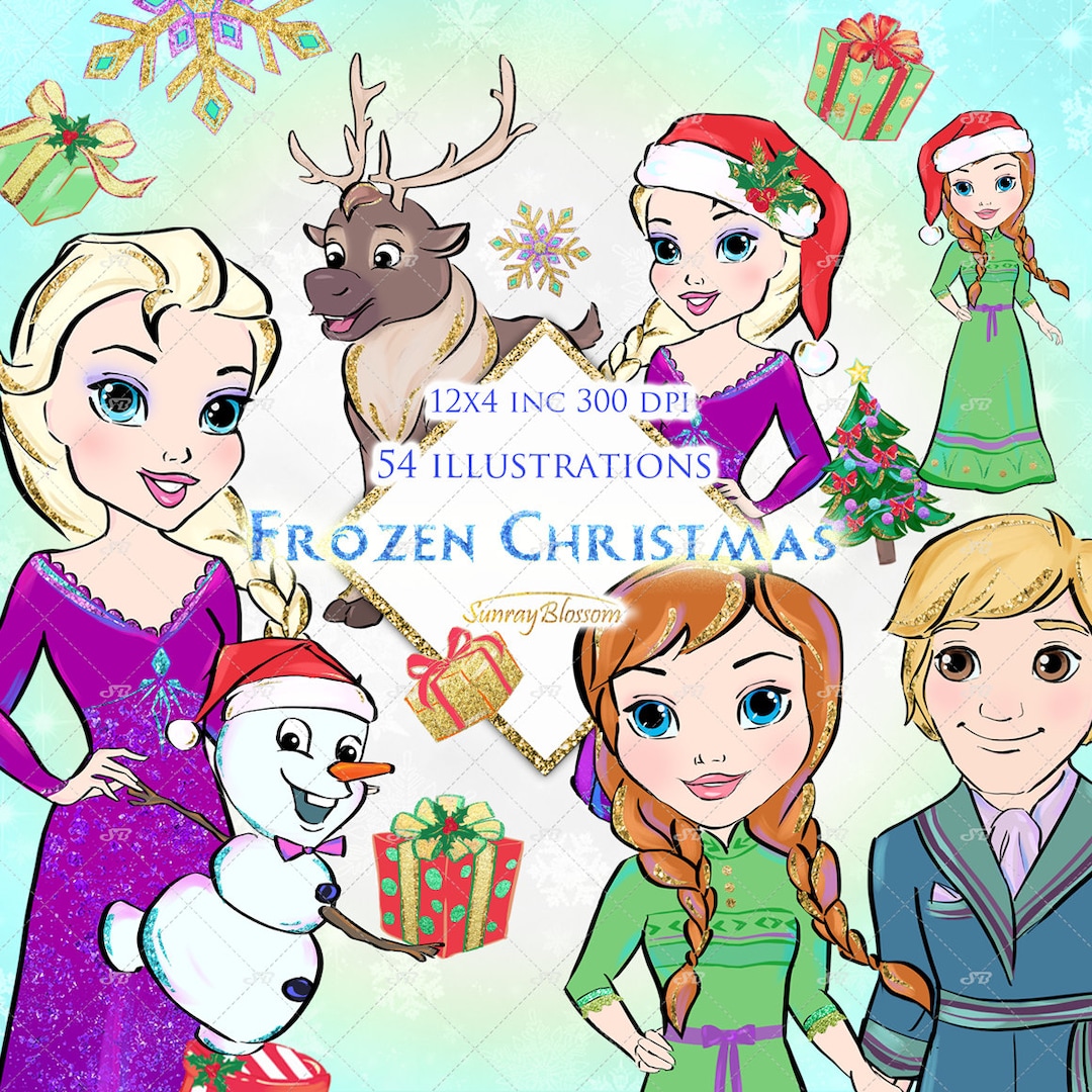 Christmas Princess Clipart, Christmas Elsa Clipart, Frozen Inspired ...