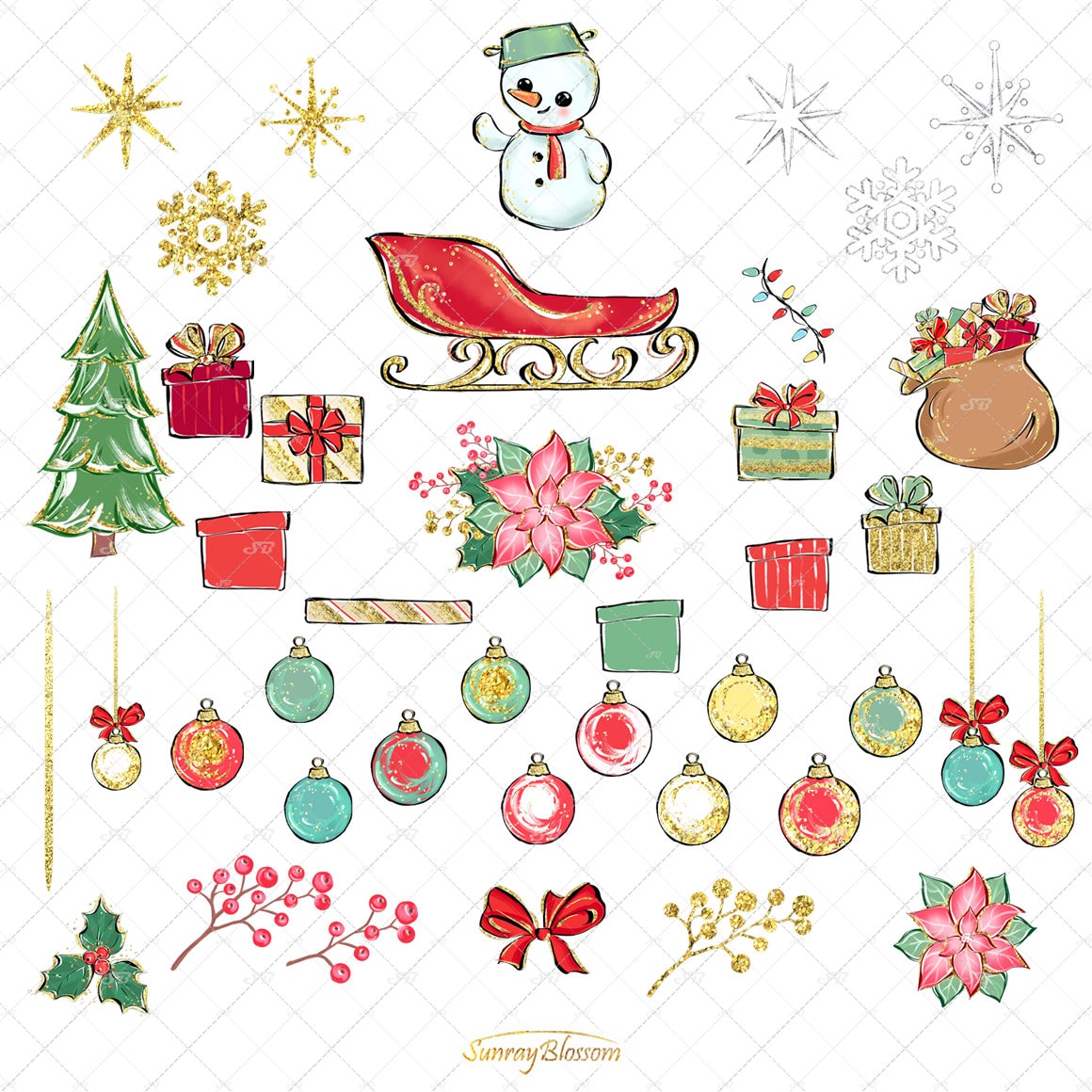 Santa Claus Clip Art Christmas Elf and Reindeer Clipart - Etsy