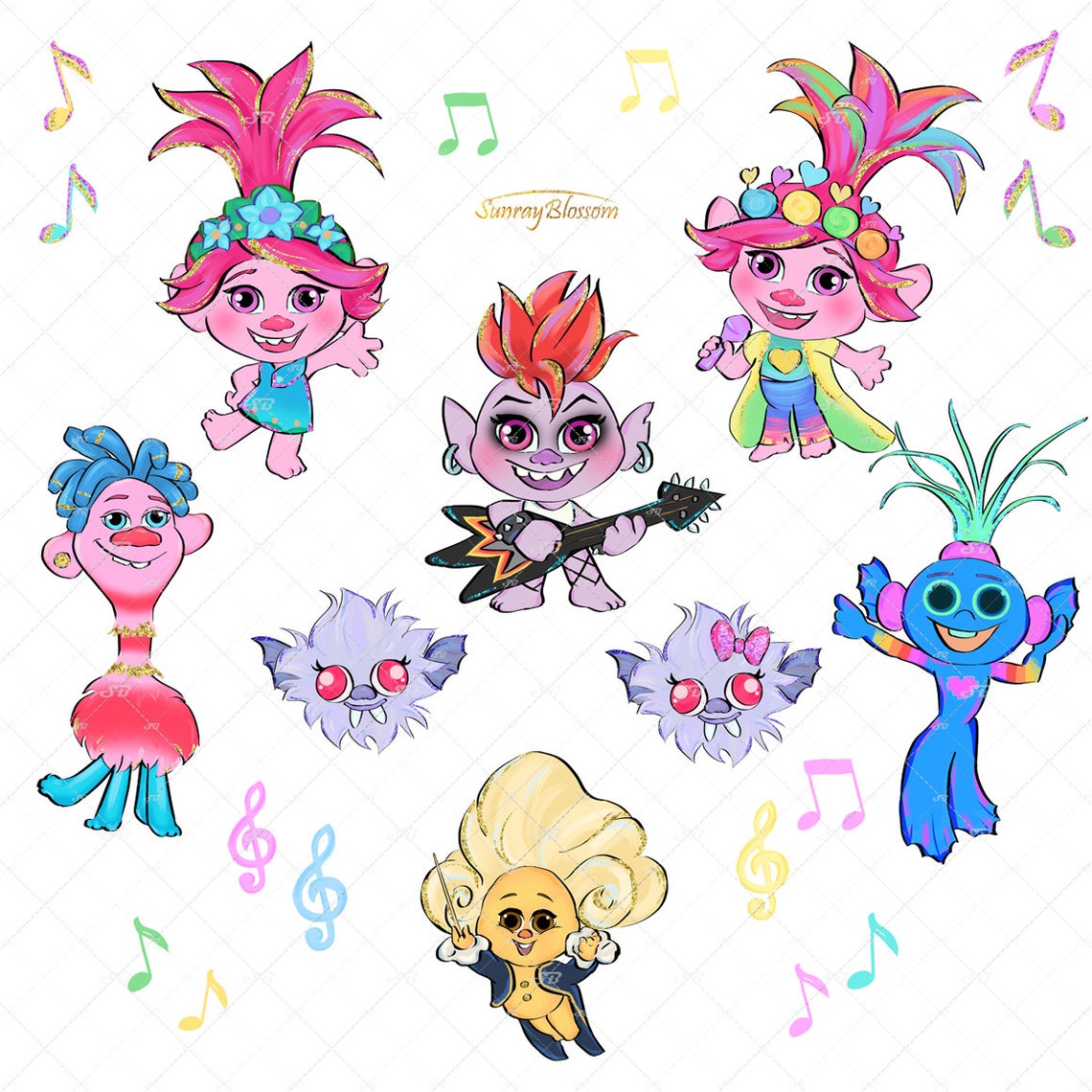 Party Trolls 2 Clipart Trolls PNG Trolls Characters Trolls Inspired ...
