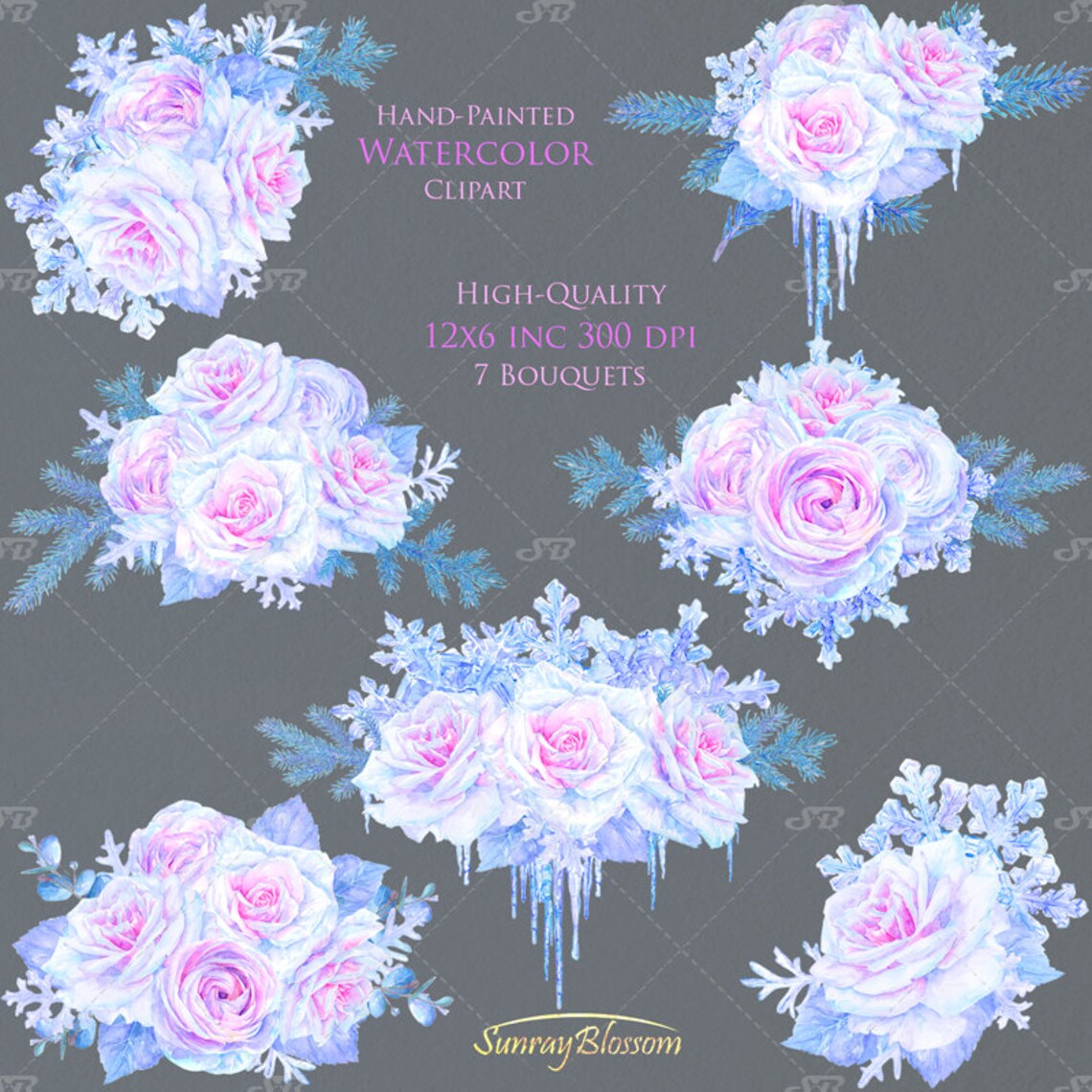 Winter Clipart Christmas Clip Art Watercolor Clipart Hand - Etsy