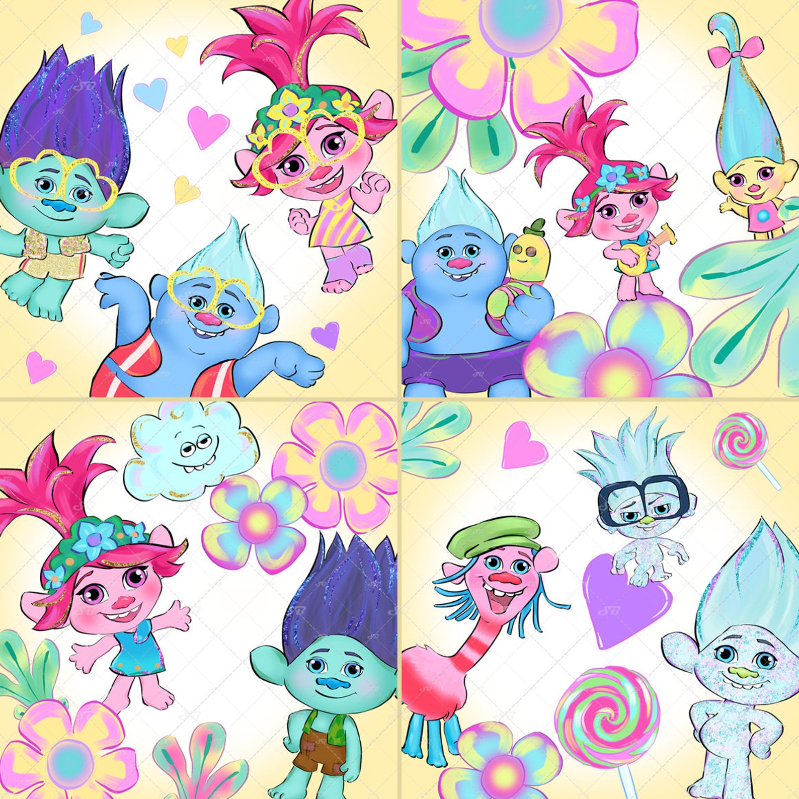 Party Trolls Clipart Trolls PNG Trolls Characters Trolls | Etsy