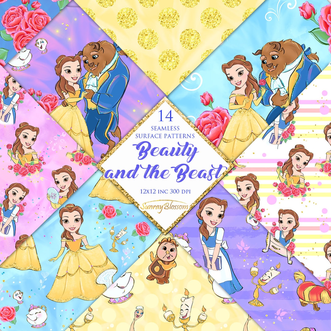 Beauty and the Beast Surface Patterns, Beauty and the Beast Seamless ...