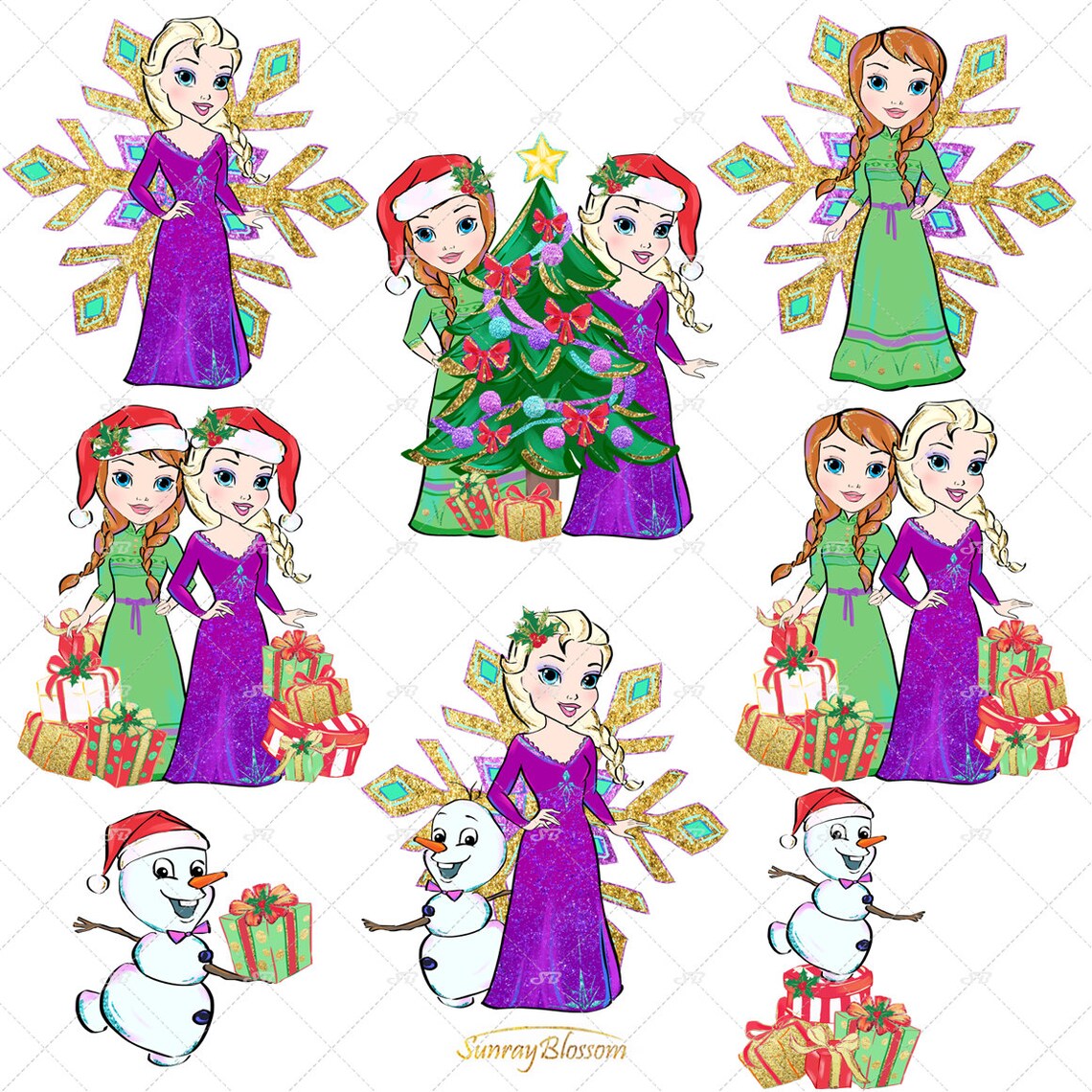 Christmas Princess Clipart Christmas Elsa Clipart Frozen - Etsy