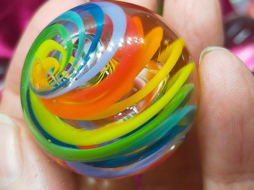 Colorful Glass Marble, Rainbow Swirl Marble Handmade From Borosilicate ...