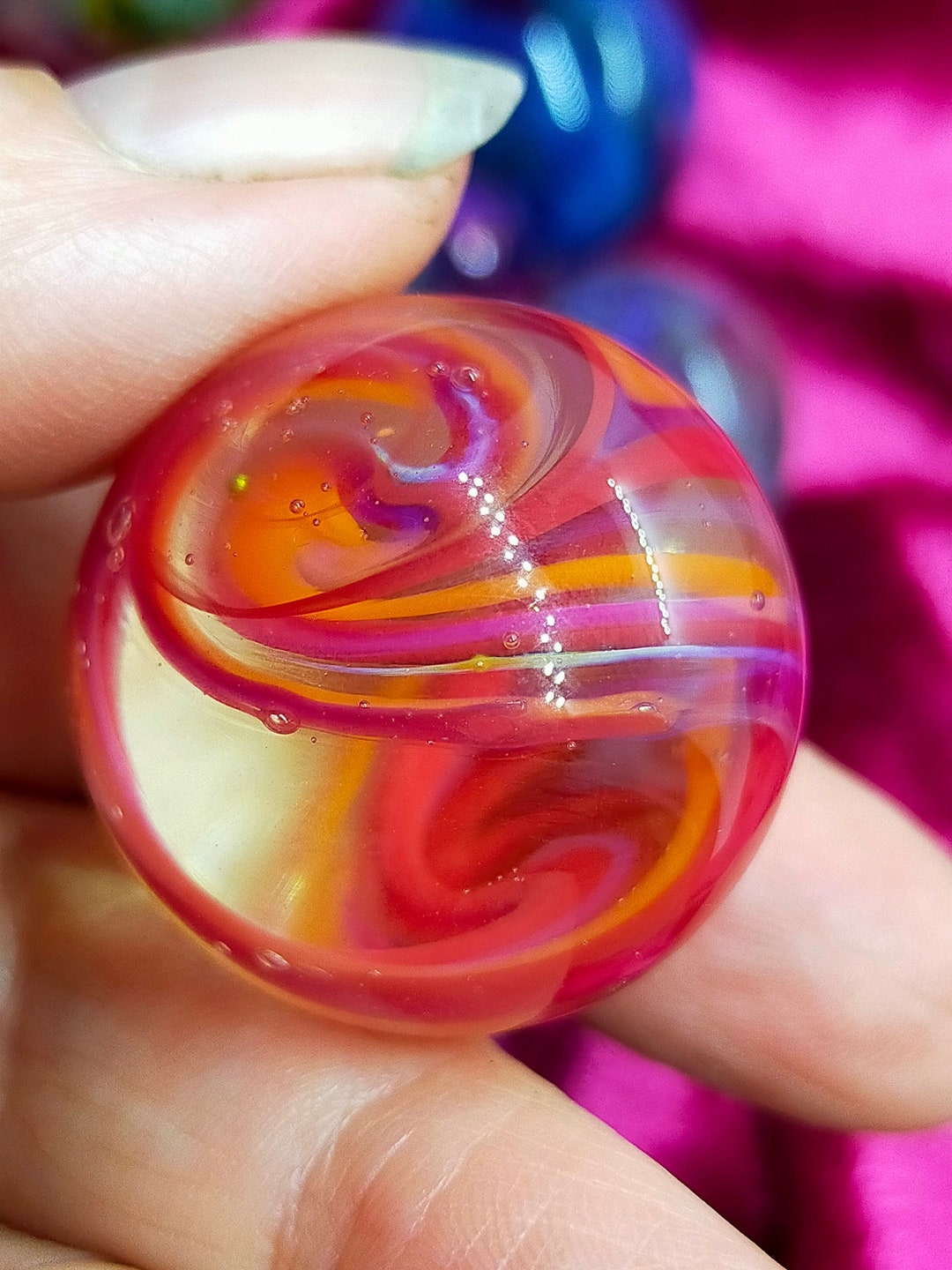 Handmade Marble, Made With Borosilicate Glass. Beautiful Reds, Fushia ...