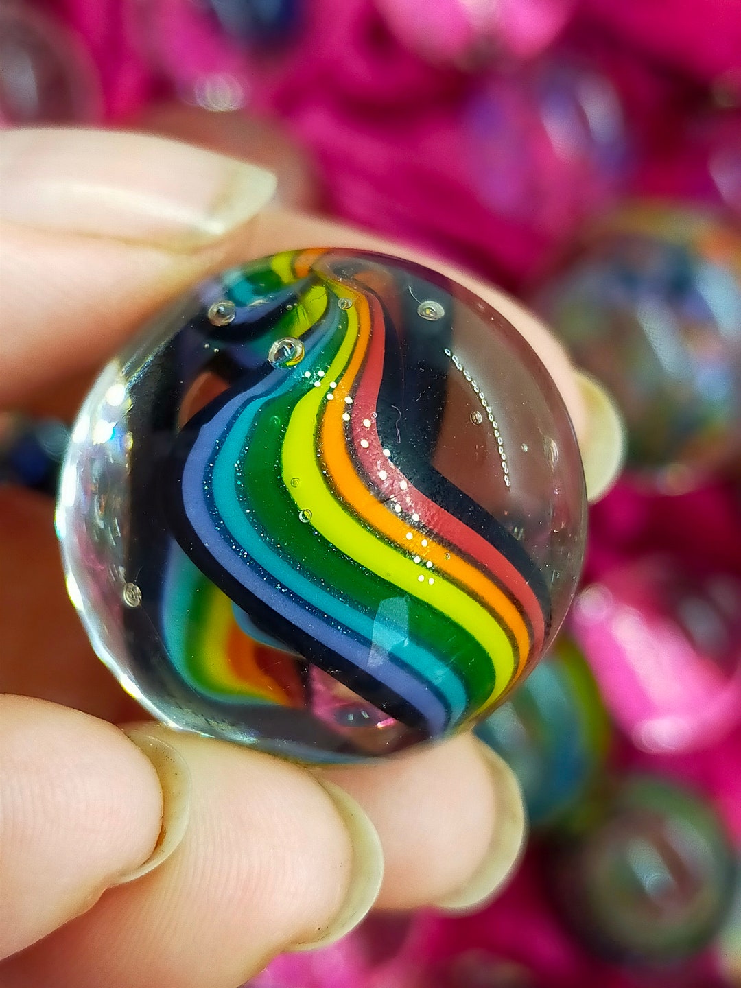 Glass Double Helix Marble, Borosilicate Glass With Air Trap, Beautiful ...