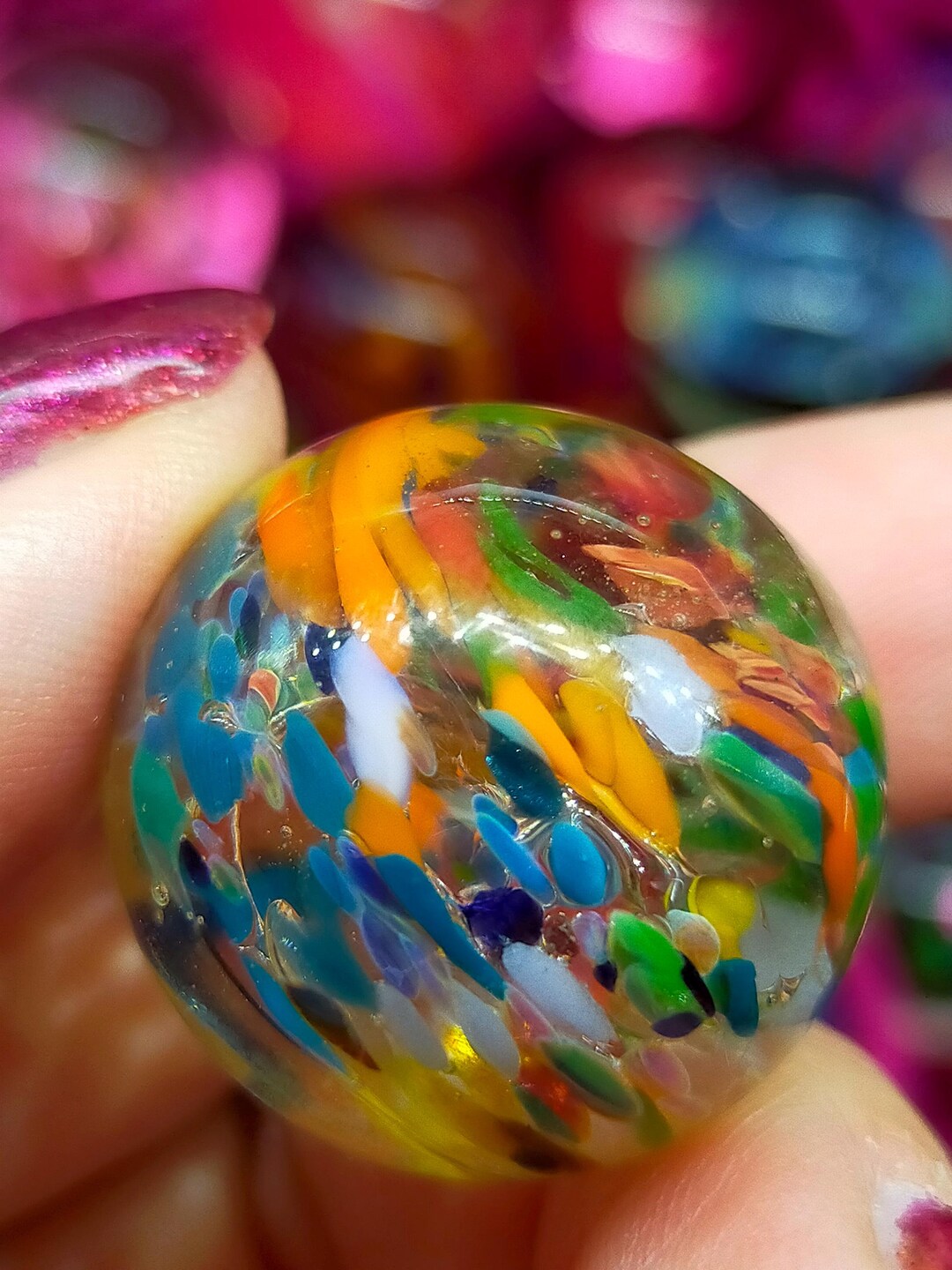 Multicoloured Frit Glass Marble, Borosilicate Glass, Pretty Colours ...
