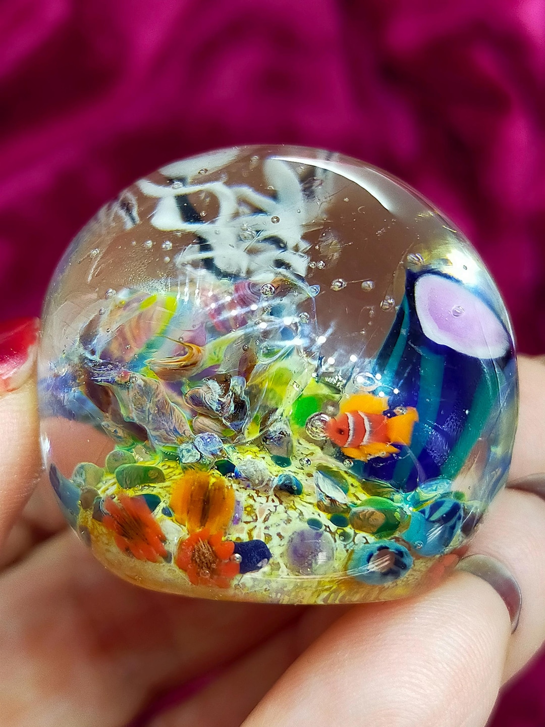 Glass Paperweight of Sea Coral. Miniature Sized, Exquisite Detail ...