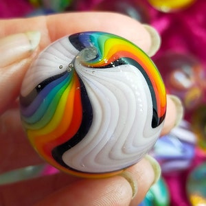 Rainbow and Pink Glass Marble, Handmade From Borosilicate Glass - Etsy