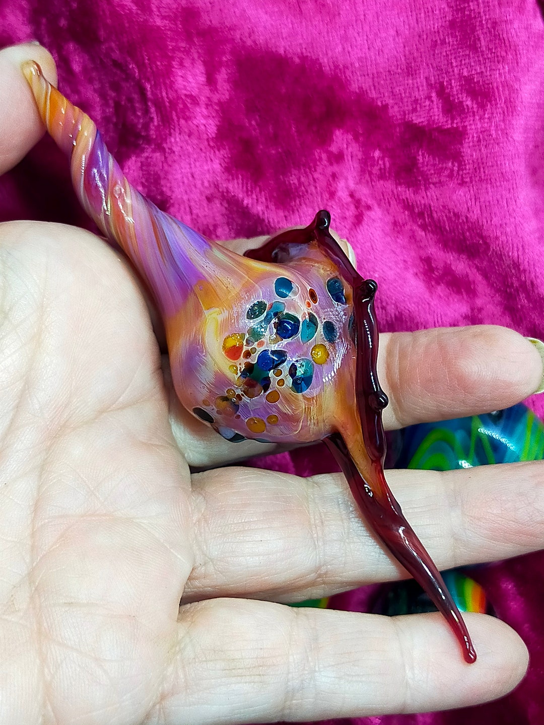 Blown Glass Sea Shell, Torchwork Borosilicate Glass, Beautiful Amber ...