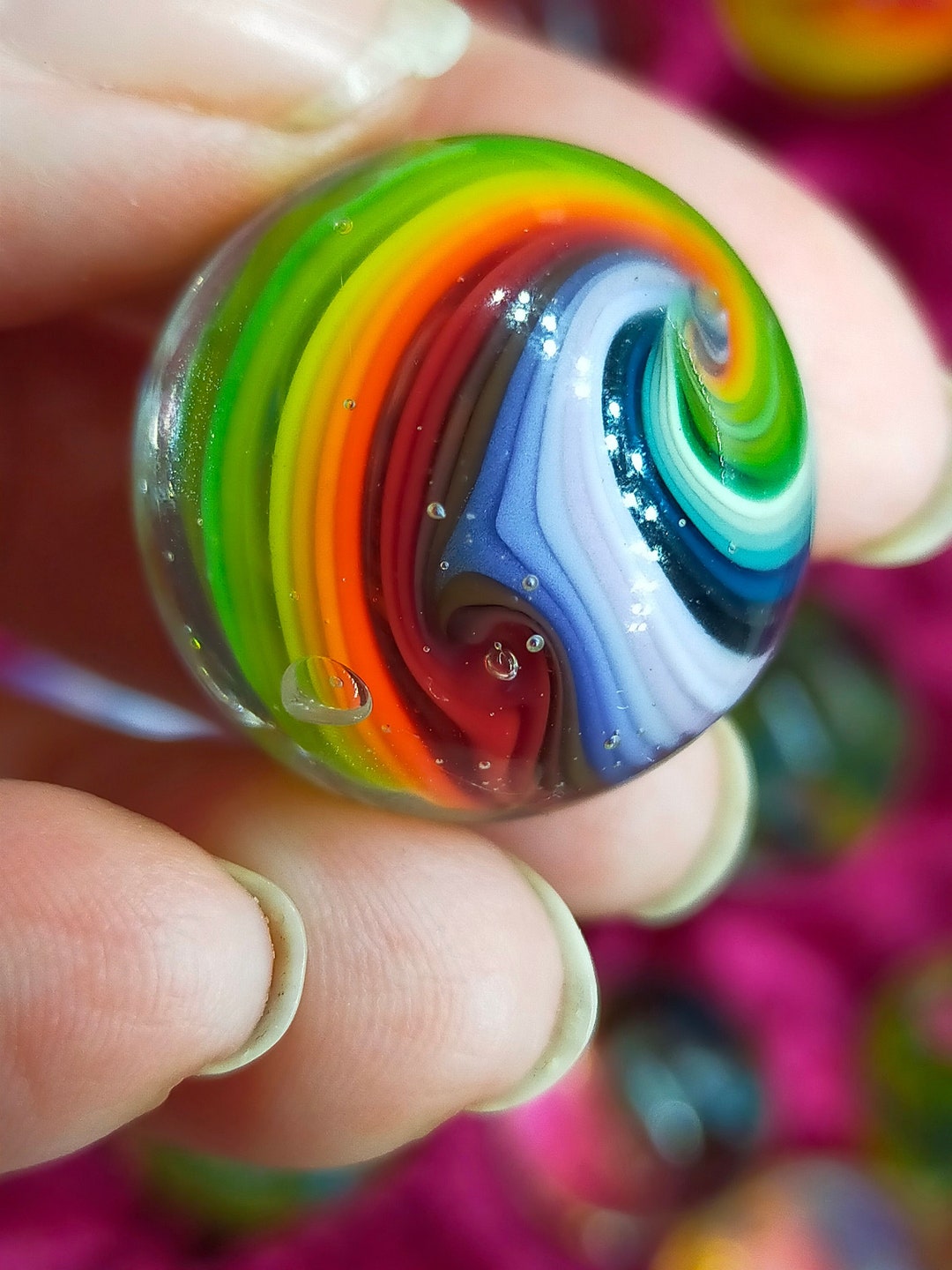 Rainbow Glass Marble With Sparkles, Handmade From Borosilicate Glass - Etsy