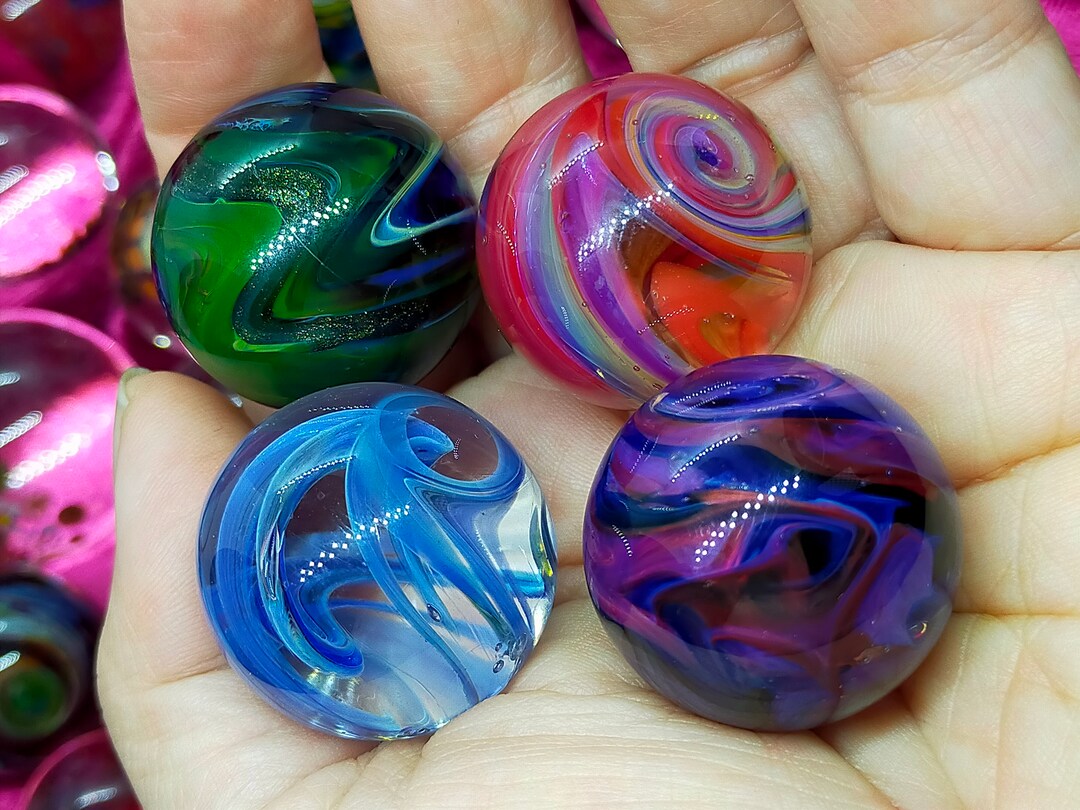 Glass Marbles, 4 Beautiful Handcrafted Marbles Made From Borosilicate ...