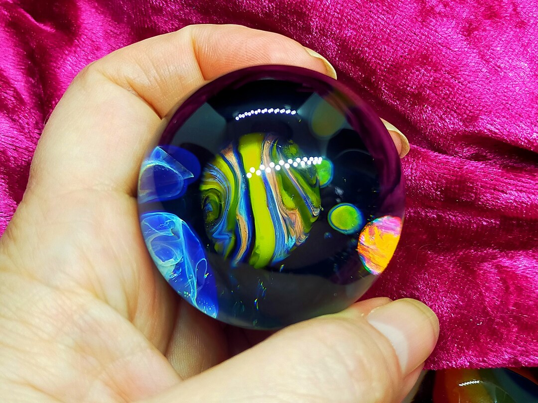Space Marble 45mm, Universe Marble With Brilliant Fire Opal Planet and ...
