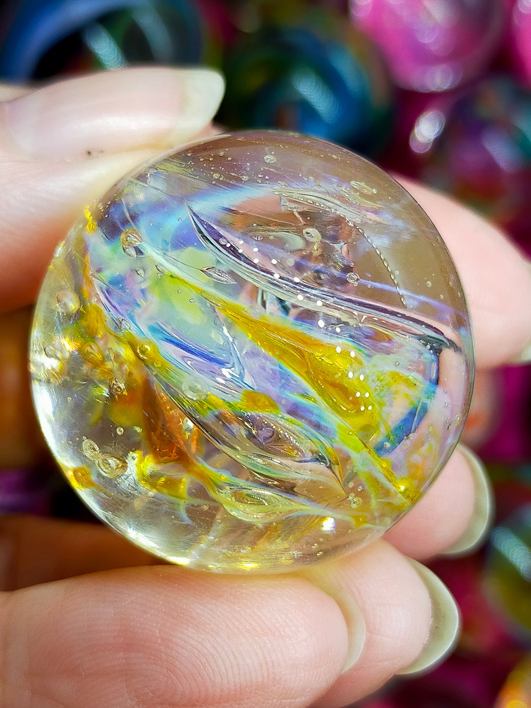 Glass Twist Marble, Handmade in Australia With Pure Silver - Etsy