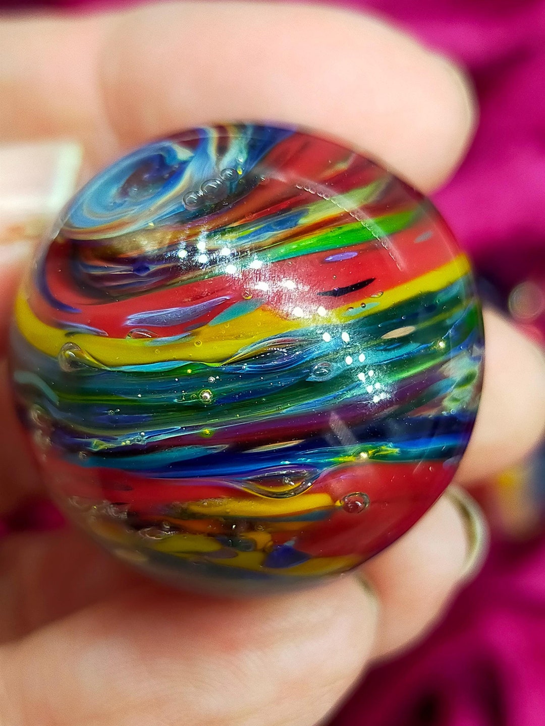 Handmade Borosilicate Glass Marble, Beautiful Multi Colors With Some ...