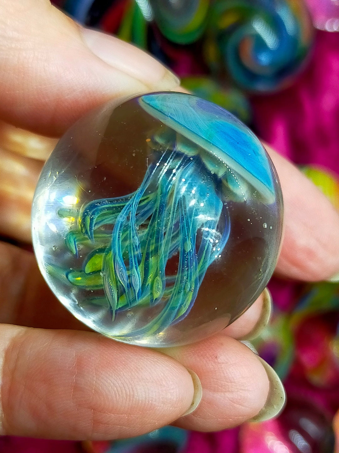 Glass Jellyfish Marble, Handmade in Australia From Borosilicate Glass ...