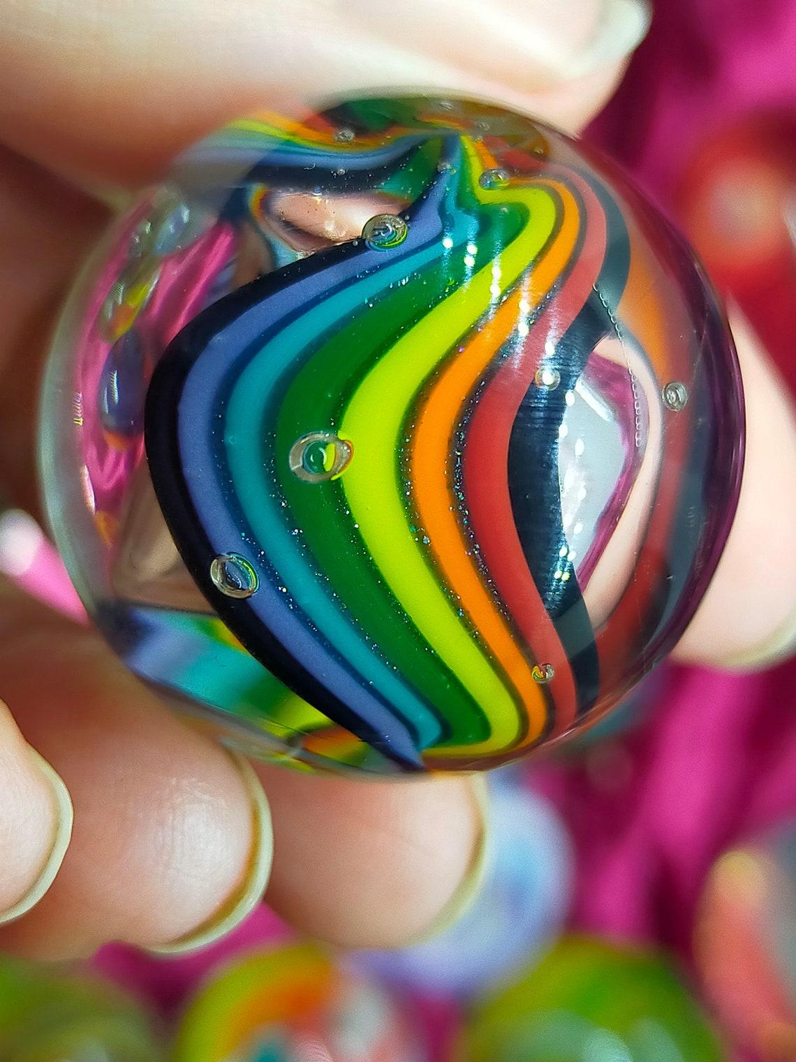 Glass Marble, Borosilicate Glass With Air Trap and Beautiful Intense ...