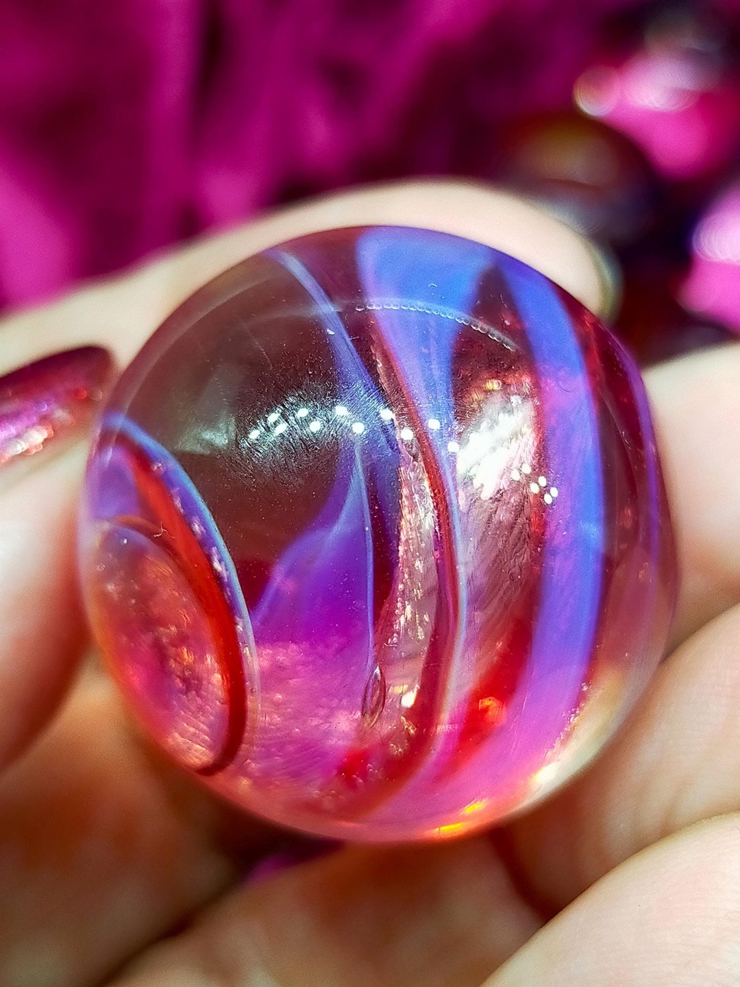 Dichroic Glass Marble, Has Gold Pink and Translucent Blue Highlights - Etsy