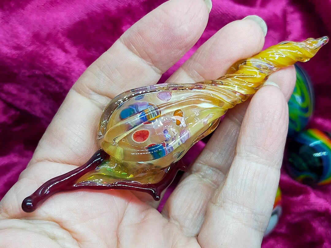 Blown Glass Sea Shell, Torchwork Borosilicate Glass, Beautiful Gold ...