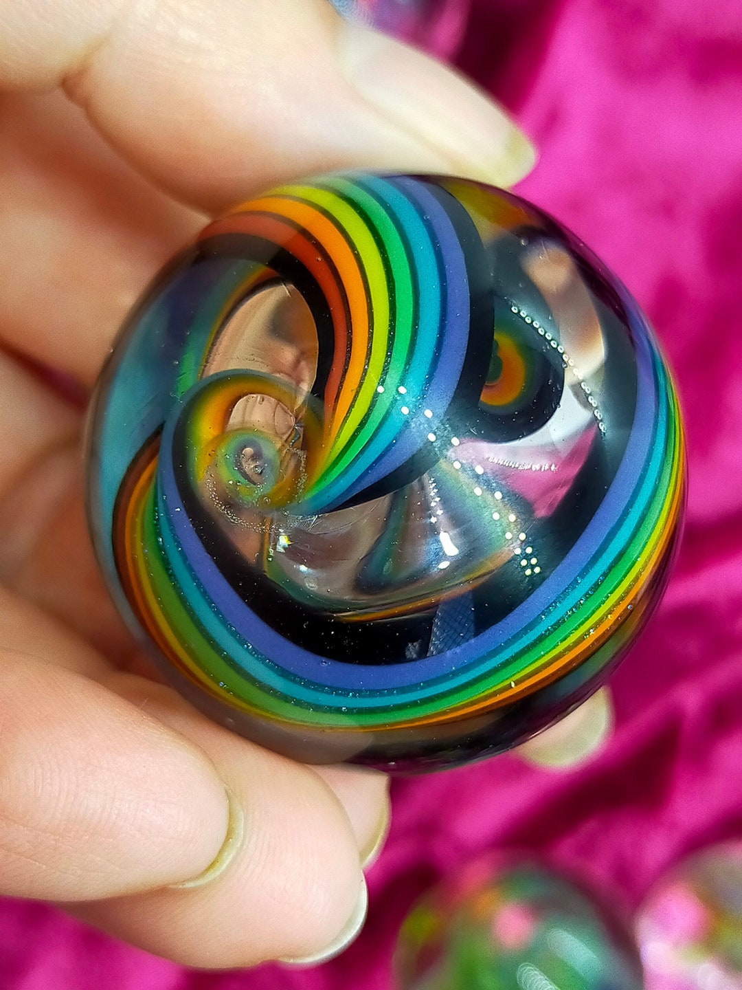 Large Glass Double Helix Marble, Borosilicate Glass With Air Trap ...