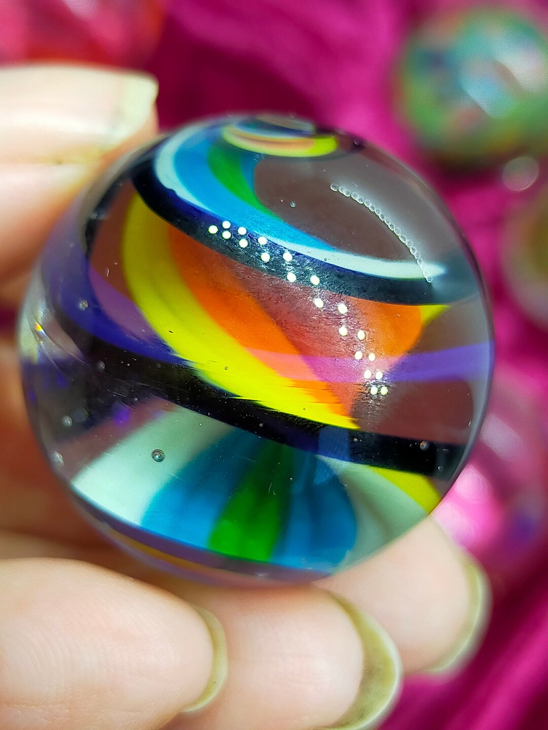 Colorful Glass Marble, Rainbow Swirl Marble Handmade From Borosilicate ...