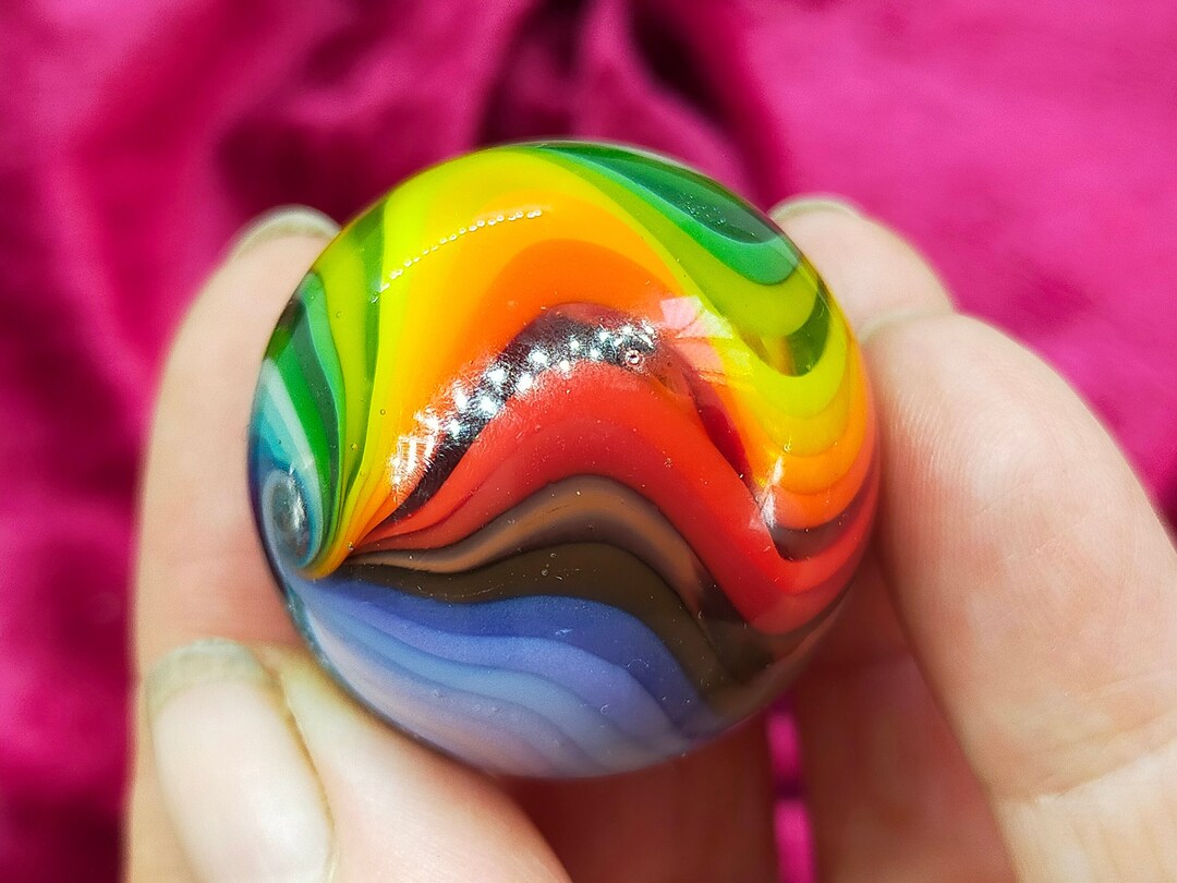 Glass Wig Wag Marble, Handmade in Australia With Beautiful Rainbow ...