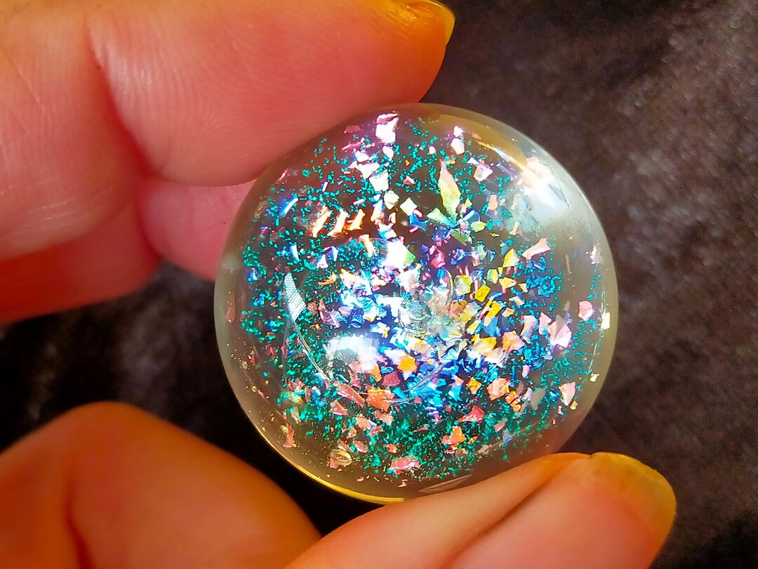Sparkley Glass Marble With Dichroic Glass, Beautiful Intense Multi ...