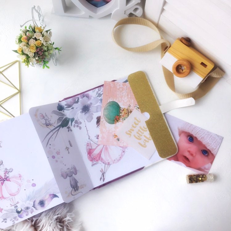 Baby Memory Book / Memory Album Photo Album Purple Scrapbook | Etsy